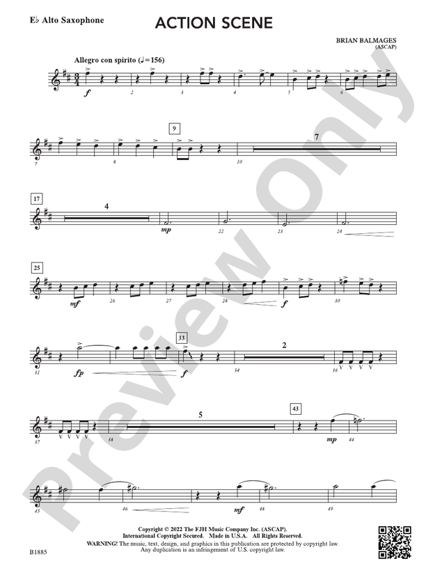 Action Scene: E-flat Alto Saxophone: E-flat Alto Saxophone Part: Brian Balmages - Digital Sheet ...