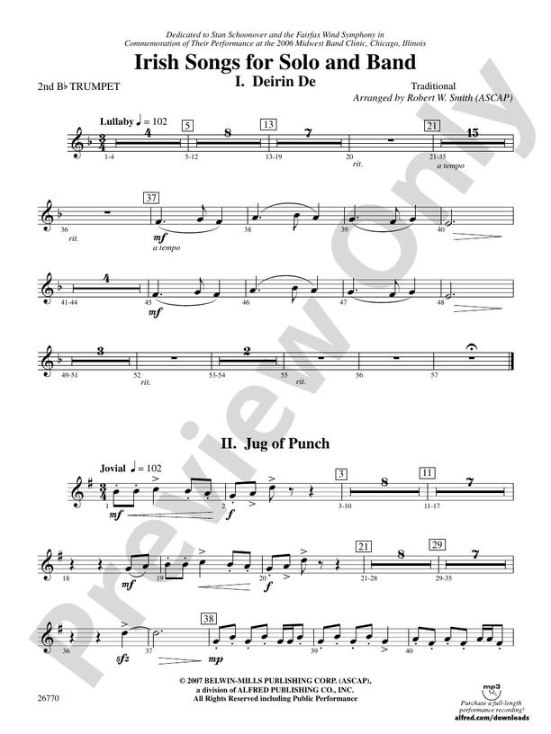 Irish Songs: 2nd B-flat Trumpet: 2nd B-flat Trumpet Part - Digital ...