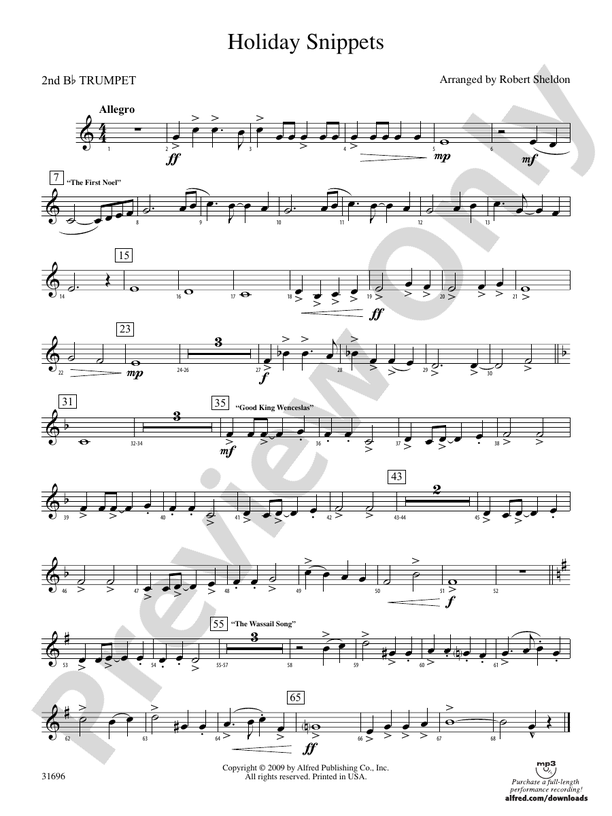 Holiday Snippets: 2nd B-flat Trumpet: 2nd B-flat Trumpet Part - Digital ...