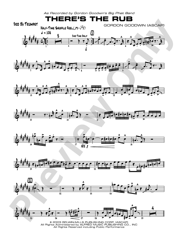 There's the Rub: 3rd B-flat Trumpet: 3rd B-flat Trumpet Part - Digital Sheet Music Download