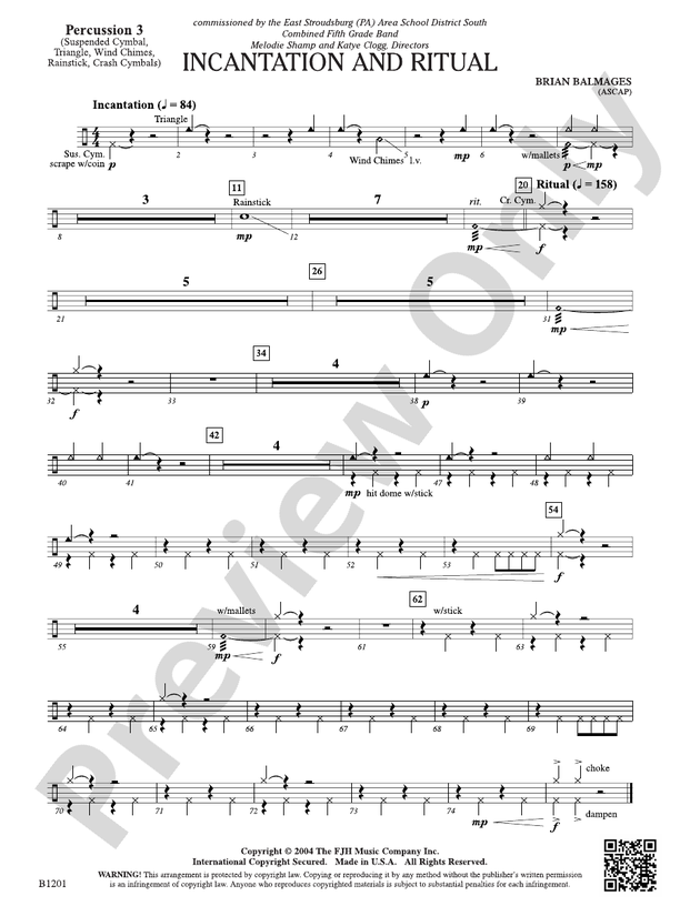 Incantation and Ritual: Opt. Percussion 3: Opt. Percussion 3 Part ...