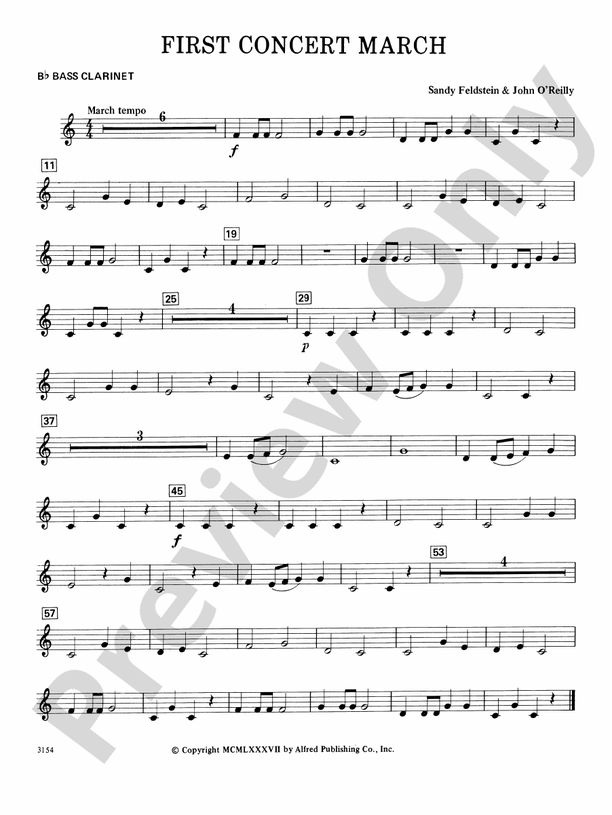 First Concert March: B-flat Bass Clarinet: B-flat Bass Clarinet Part ...
