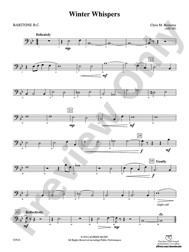 Winter Whispers: Baritone B.C.: Baritone B.C. Part - Digital Sheet ...