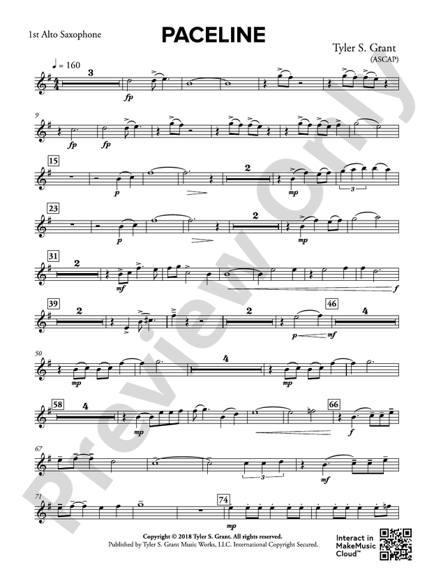 Paceline: 1st E-flat Alto Saxophone: 1st E-flat Alto Saxophone Part - Digital Sheet Music Download