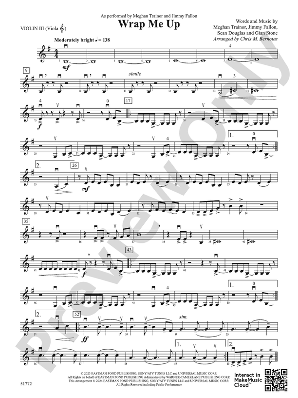 Wrap Me Up: 3rd Violin (Viola [TC]): 3rd Violin (Viola [TC]) Part - Digital Sheet Music Download