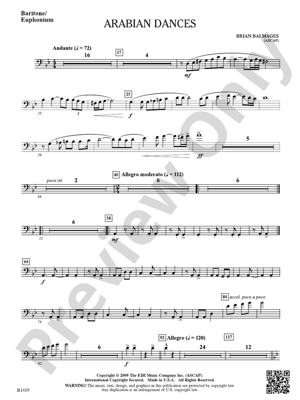 Arabian Dances: Baritone/Euphonium: Baritone/Euphonium Part: Brian Balmages - Digital Sheet ...