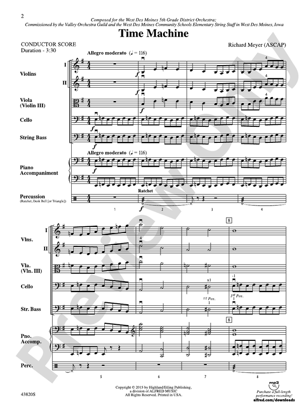 Time Machine: Score: String Orchestra Score - Digital Sheet Music Download