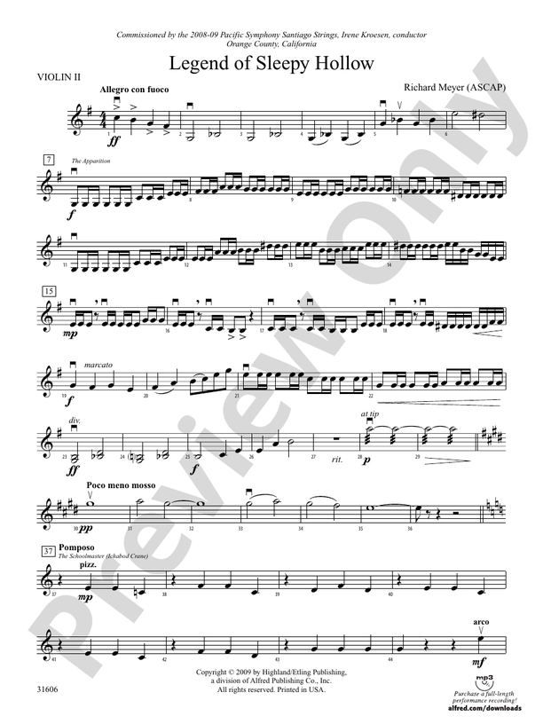 Legend of Sleepy Hollow: 2nd Violin: 2nd Violin Part - Digital Sheet ...