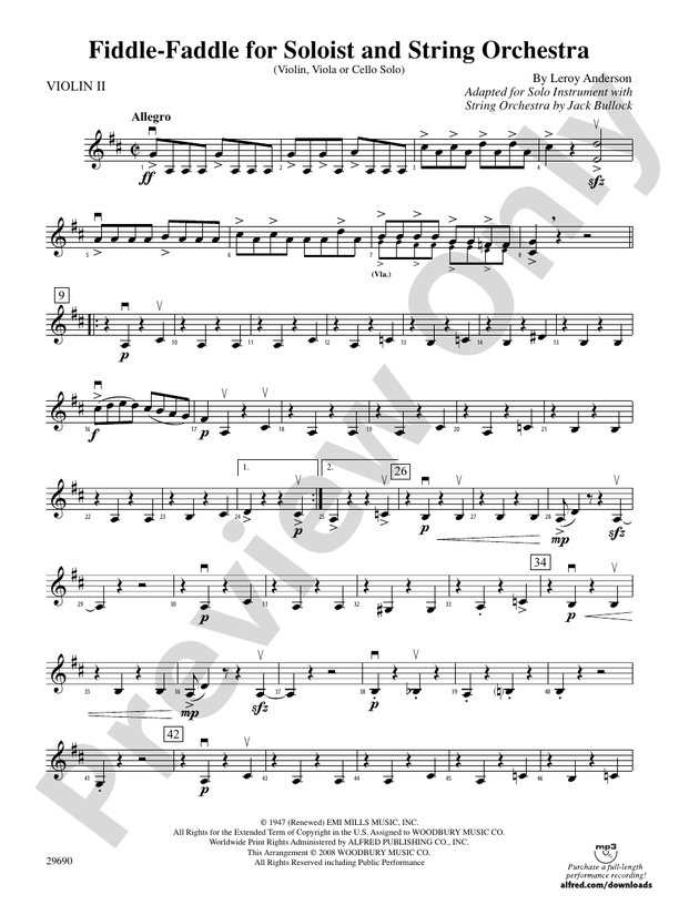 Fiddle-Faddle (for Soloist and String Orchestra): 2nd Violin: 2nd ...