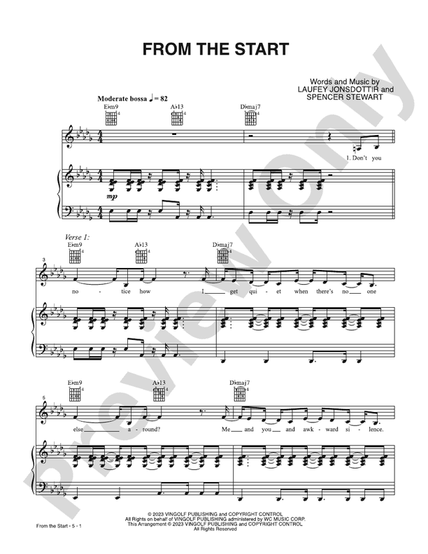 From The Start: Piano/Vocal/Guitar: Laufey Stewart - Digital Sheet Music Download