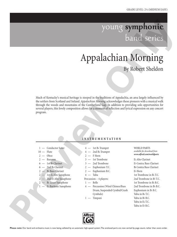 Appalachian Morning: Score: Concert Band Score - Digital Sheet Music ...