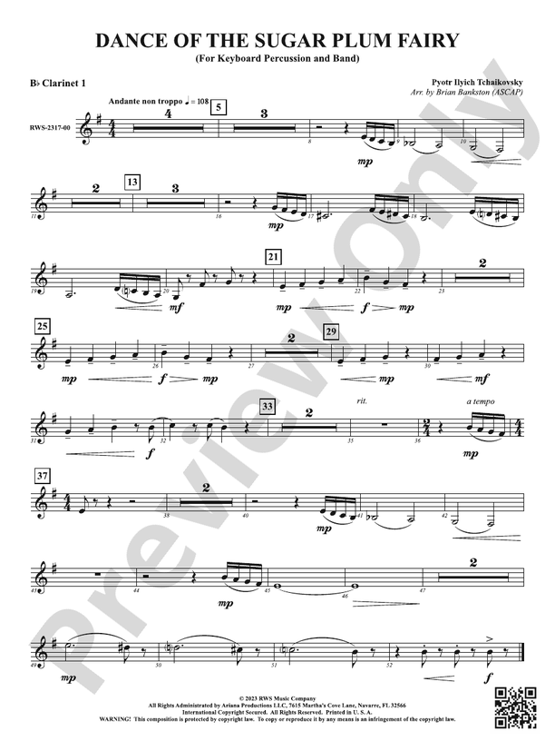 Dance of the Sugar Plum Fairy - For Keyboard Percussion and Band: 1st B-flat Clarinet: 1st B ...