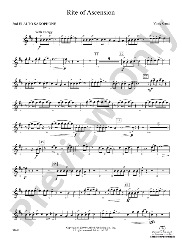 Rite of Ascension: 2nd E-flat Alto Saxophone: 2nd E-flat Alto Saxophone Part - Digital Sheet ...