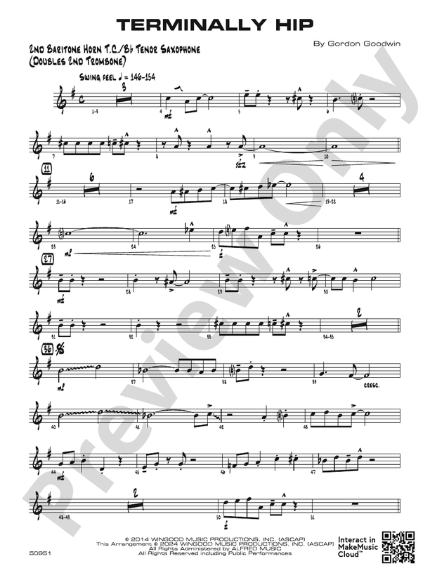 Terminally Hip: 2nd Baritone T.C.: 2nd Baritone T.C. Part - Digital Sheet Music Download