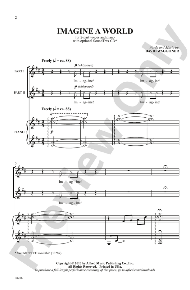 Imagine a World: 2-Part Choral Octavo: David Waggoner - Digital Sheet ...