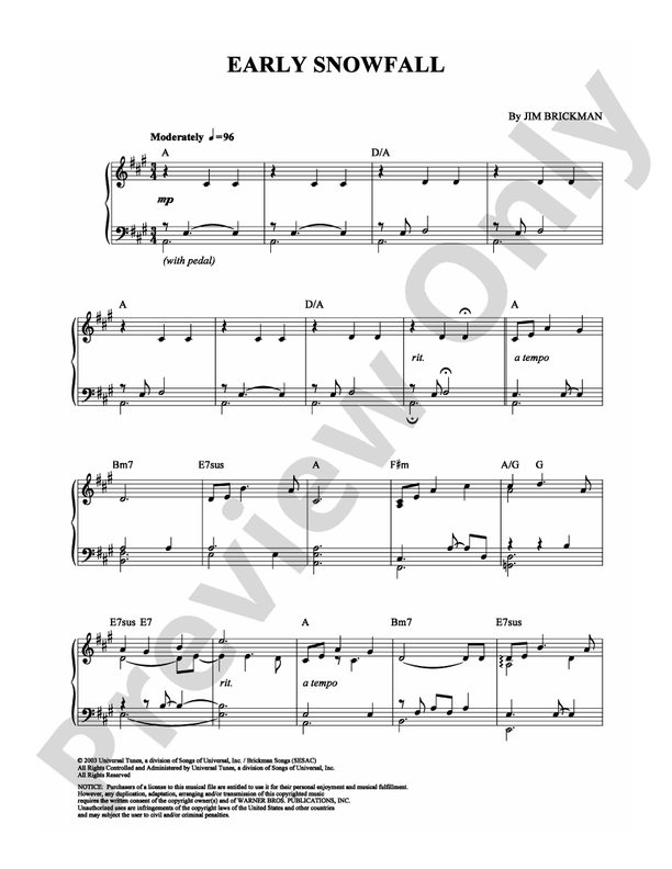 Early Snowfall: Piano: Jim Brickman - Digital Sheet Music Download