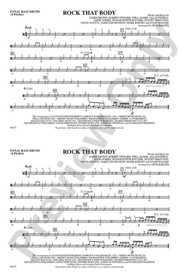Rock That Body: Tonal Bass Drum: Tonal Bass Drum Part - Digital Sheet ...