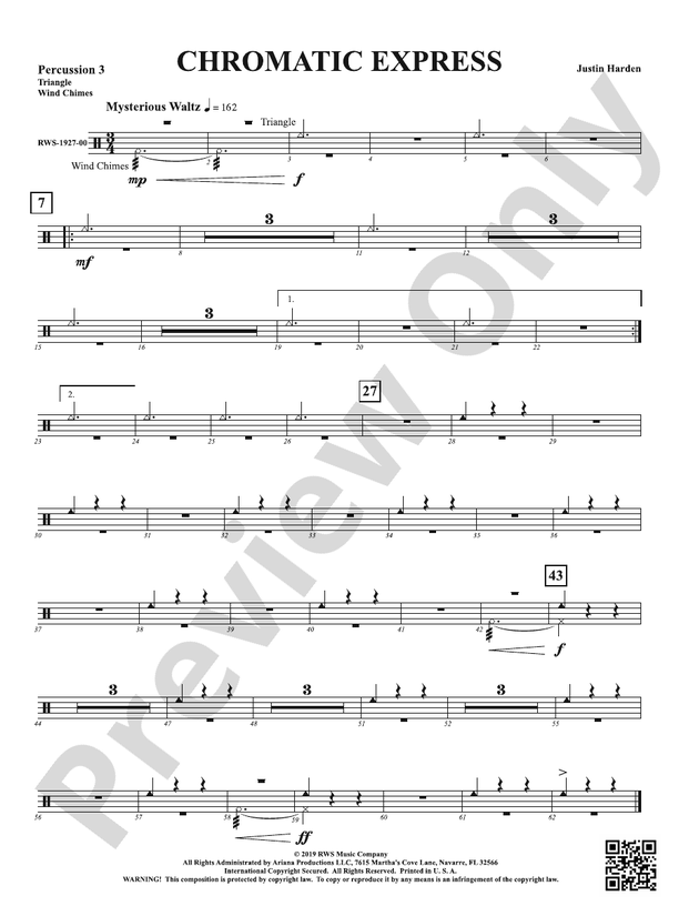 Chromatic Express: 3rd Percussion: 3rd Percussion Part: Justin Harden - Digital Sheet Music Download