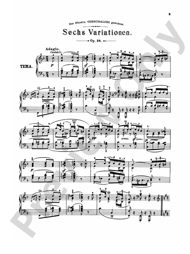 Beethoven: Variations (Volume I): 1. 6 Variations, Op. 34, F Major Part ...
