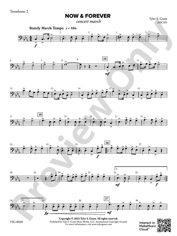 Now & Forever: 2nd Trombone: 2nd Trombone Part - Digital Sheet Music Download