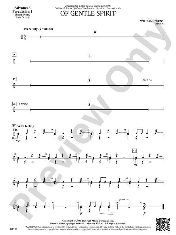 Of Gentle Spirit: Advanced Percussion 1: Advanced Percussion 1 Part ...