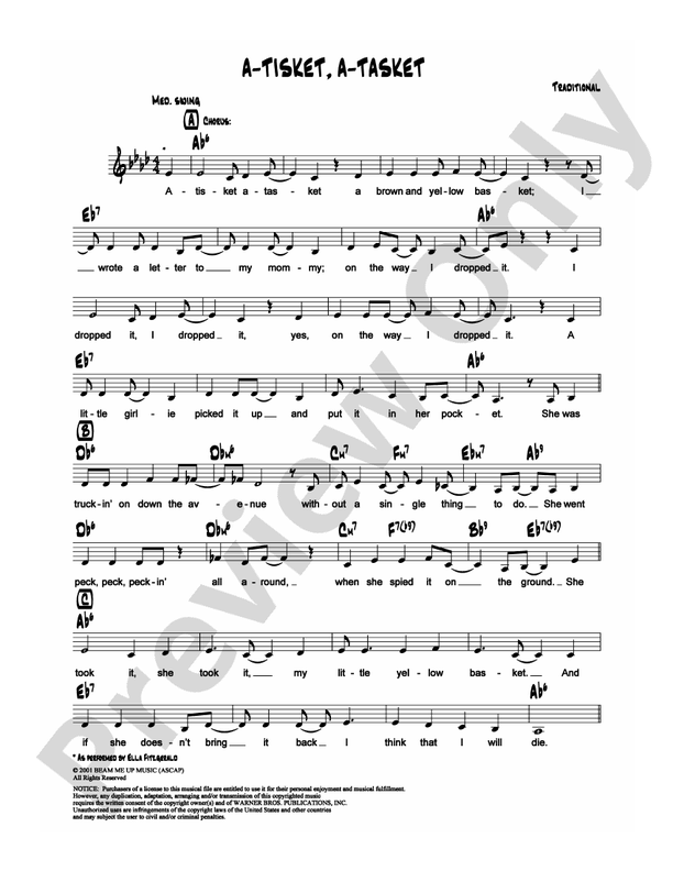 A-Tisket, A-Tasket: Lead Sheet: Ella Fitzgerald - Digital Sheet Music ...