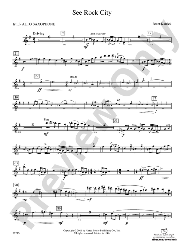 See Rock City: E-flat Alto Saxophone: E-flat Alto Saxophone Part ...