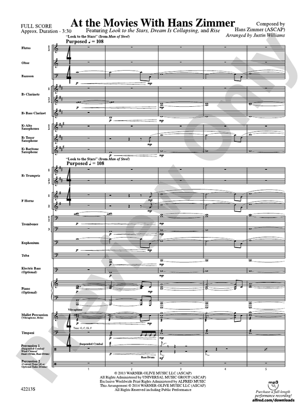 At the Movies with Hans Zimmer: Score: Concert Band Score - Digital ...