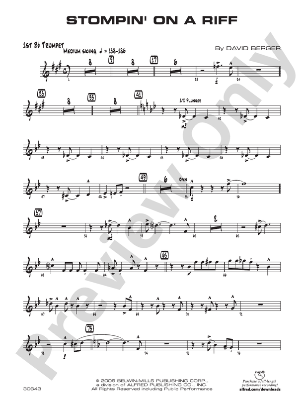 Stompin' on a Riff: 1st B-flat Trumpet: 1st B-flat Trumpet Part ...