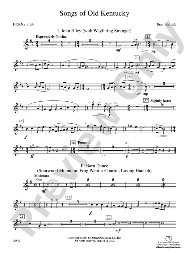 Songs of Old Kentucky: (wp) 1st Horn in E-flat: (wp) 1st Horn in E-flat ...