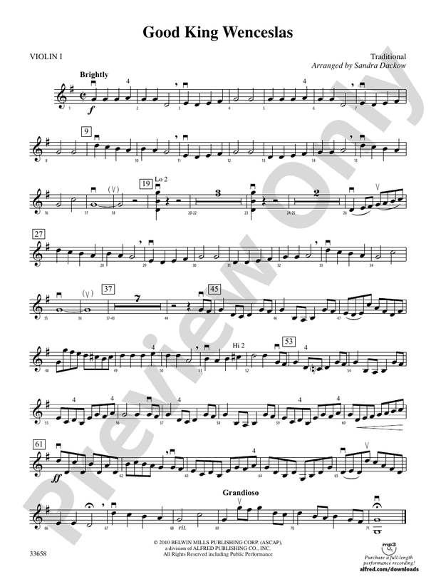 Good King Wenceslas: 1st Violin: 1st Violin Part - Digital Sheet Music Download