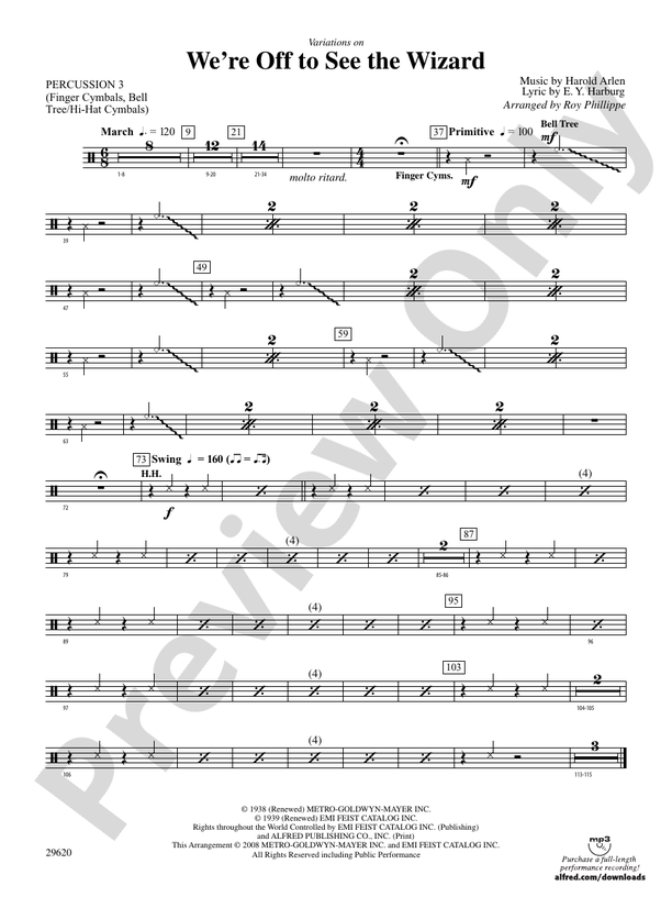 We're Off to See the Wizard, Variations on: 3rd Percussion: 3rd Percussion Part - Digital Sheet ...