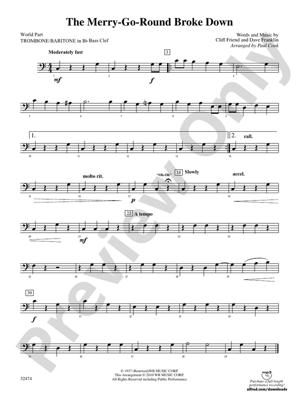 The Merry-Go-Round Broke Down: (wp) 1st B-flat Trombone B.C.: (wp) 1st ...