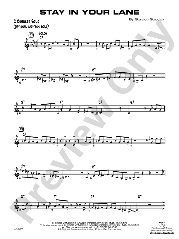 Stay in Your Lane: C Concert Solo: C Concert Solo Part - Digital Sheet ...