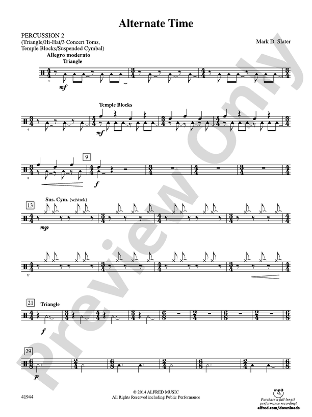Alternate Time: 2nd Percussion: 2nd Percussion Part - Digital Sheet ...