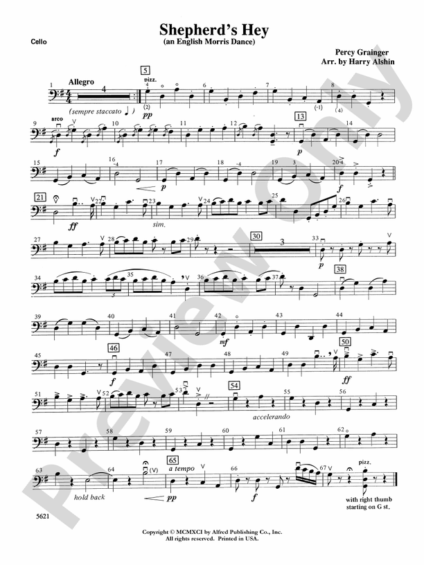 Shepherds Hey (an English Morris Dance): Cello: Cello Part - Digital ...