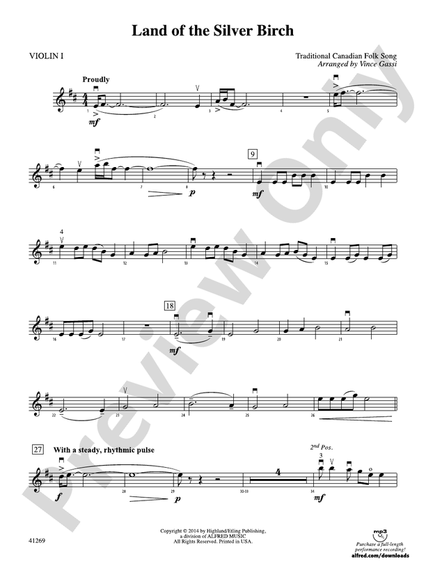 Land of the Silver Birch: 1st Violin: 1st Violin Part - Digital Sheet ...