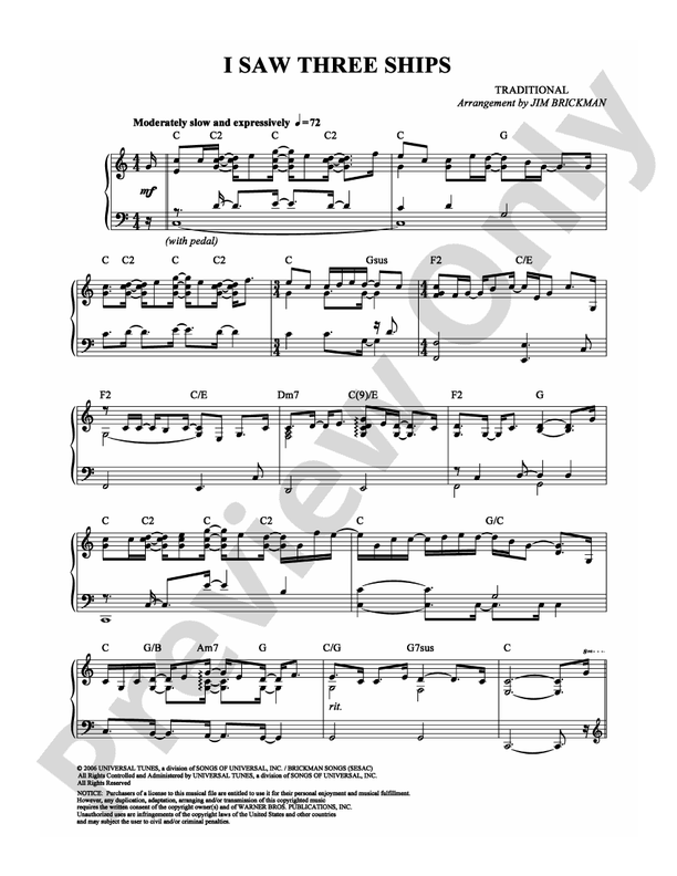 I Saw Three Ships: Piano: Jim Brickman - Digital Sheet Music Download