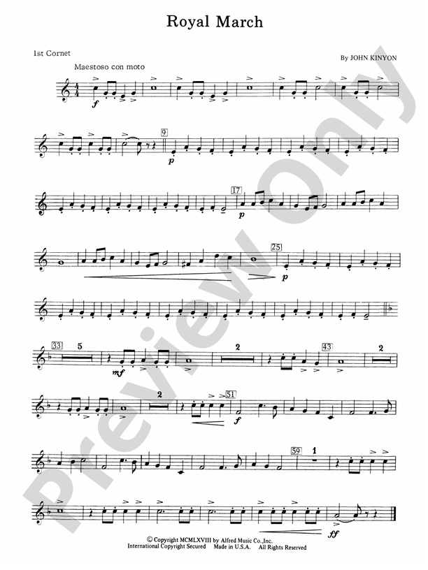 Royal March: 1st B-flat Cornet: 1st B-flat Cornet Part - Digital Sheet ...