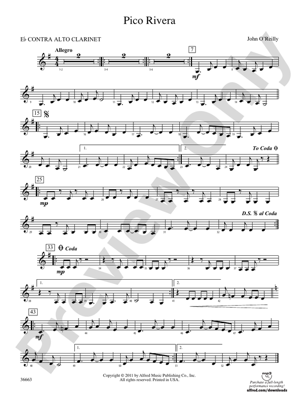 Pico Rivera: (wp) E-flat Contrabass Clarinet: (wp) E-flat Contrabass Clarinet World Part ...