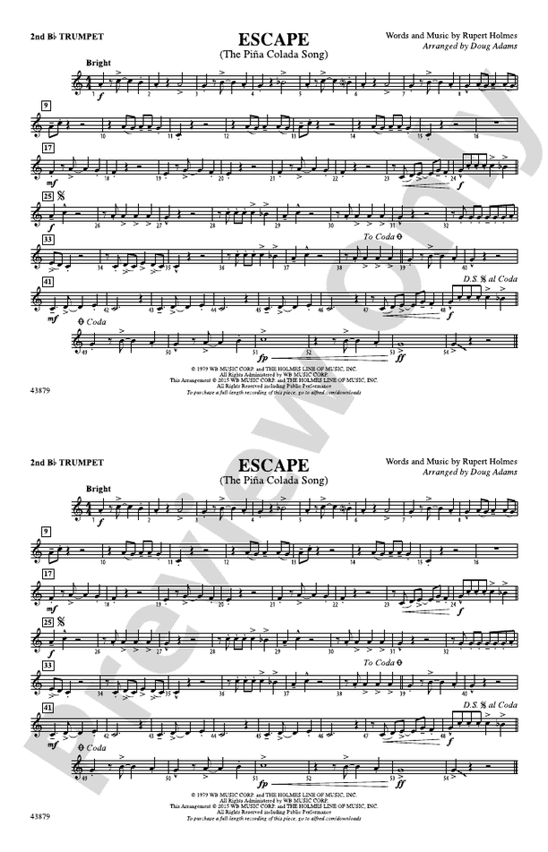 Escape (from Guardians of the Galaxy): 2nd B-flat Trumpet: 2nd B-flat Trumpet Part - Digital ...