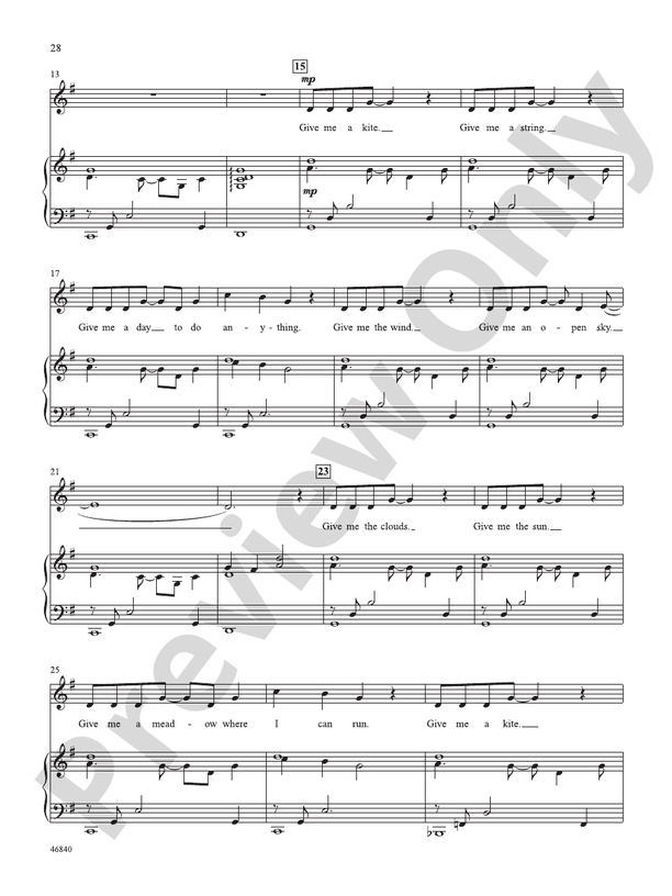 Give Me a Kite - Piano/Vocal Solo (Medium Voice): Voice: Andy Beck - Digital Sheet Music Download