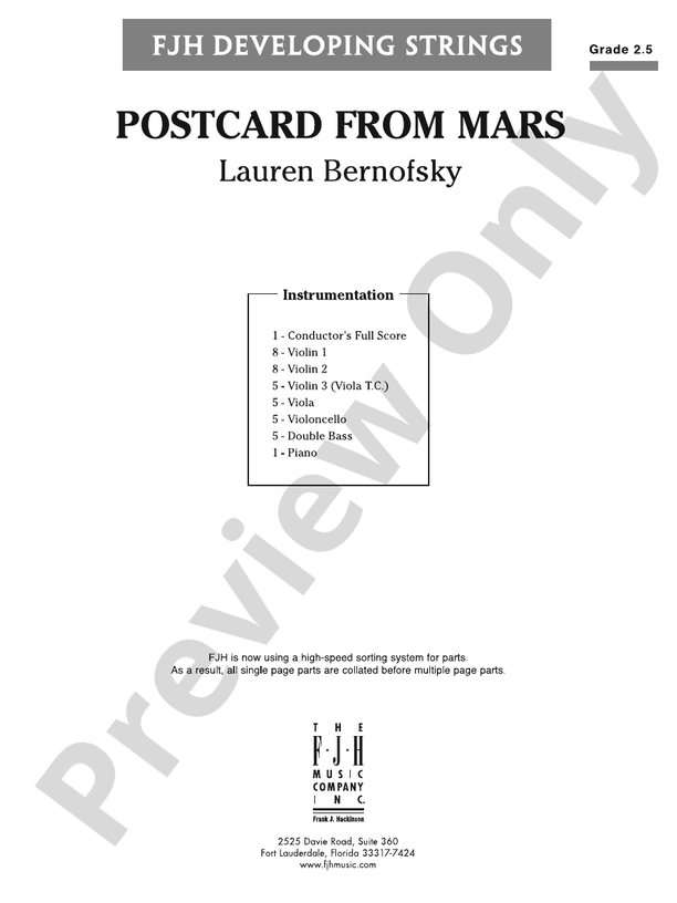 Postcard from Mars: String Orchestra Conductor Score & Parts: Lauren ...