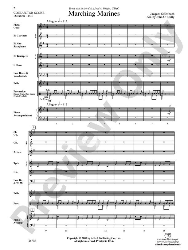 Marching Marines: Score: Concert Band Score - Digital Sheet Music Download