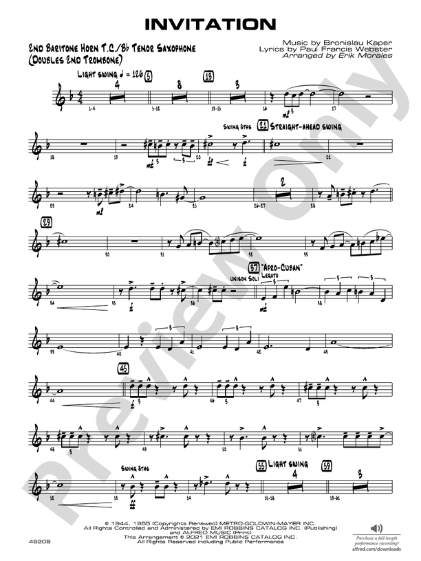 Invitation: 2nd Baritone T.C.: 2nd Baritone T.C. Part - Digital Sheet Music Download
