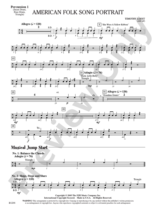 American Folk Song Portrait: Percussion 1: Percussion 1 Part: Timothy ...