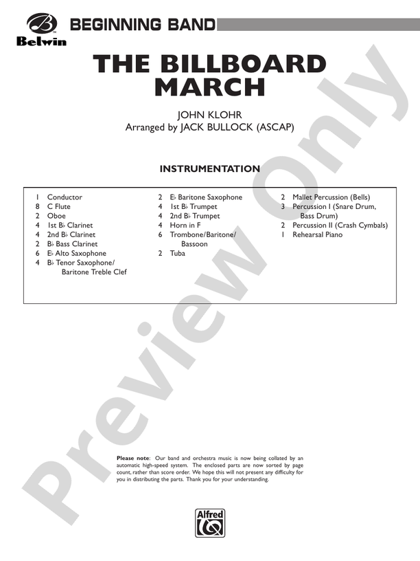 The Billboard March: Score: Concert Band Score - Digital Sheet Music ...