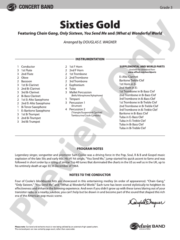Sixties Gold: Concert Band Conductor Score & Parts - Digital Sheet ...