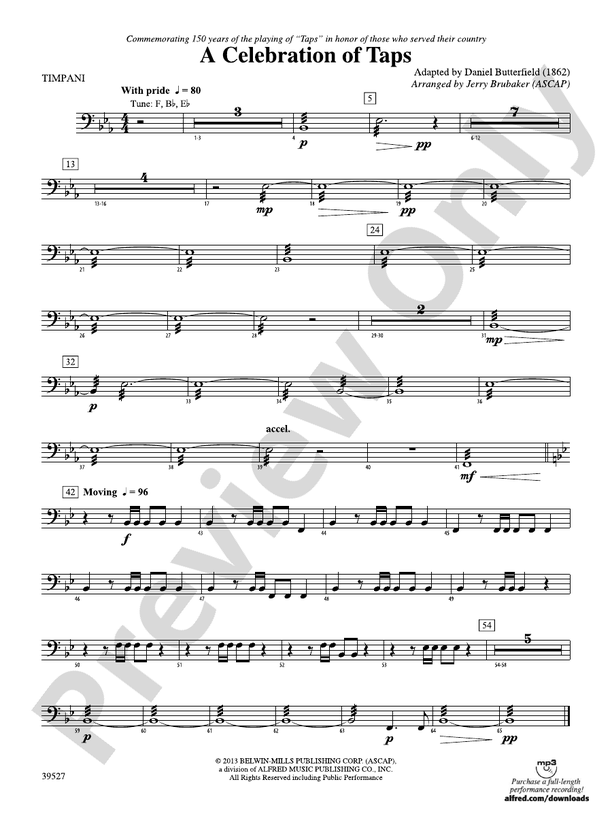 A Celebration of Taps: Timpani: Timpani Part - Digital Sheet Music Download