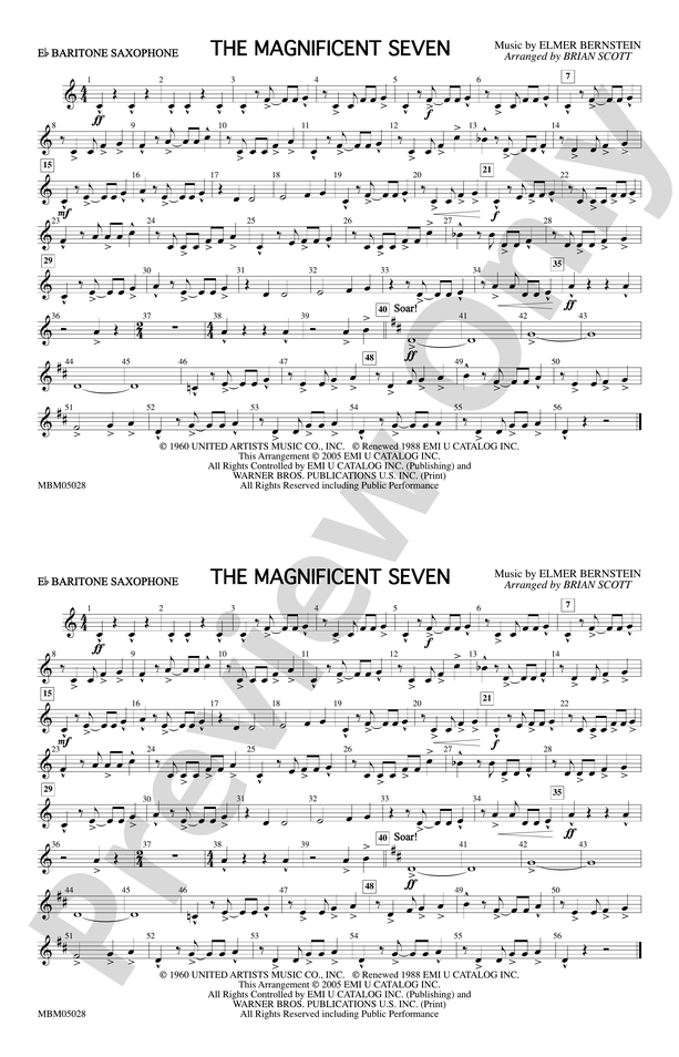 The Magnificent Seven: E-flat Baritone Saxophone: E-flat Baritone Saxophone Part - Digital Sheet ...
